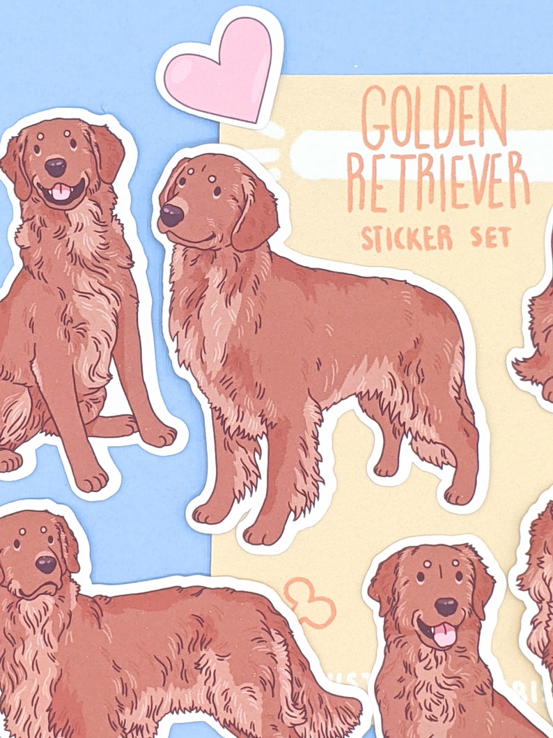 Dark Golden Retriever Stickers Dog Sticker Set Cute - Etsy