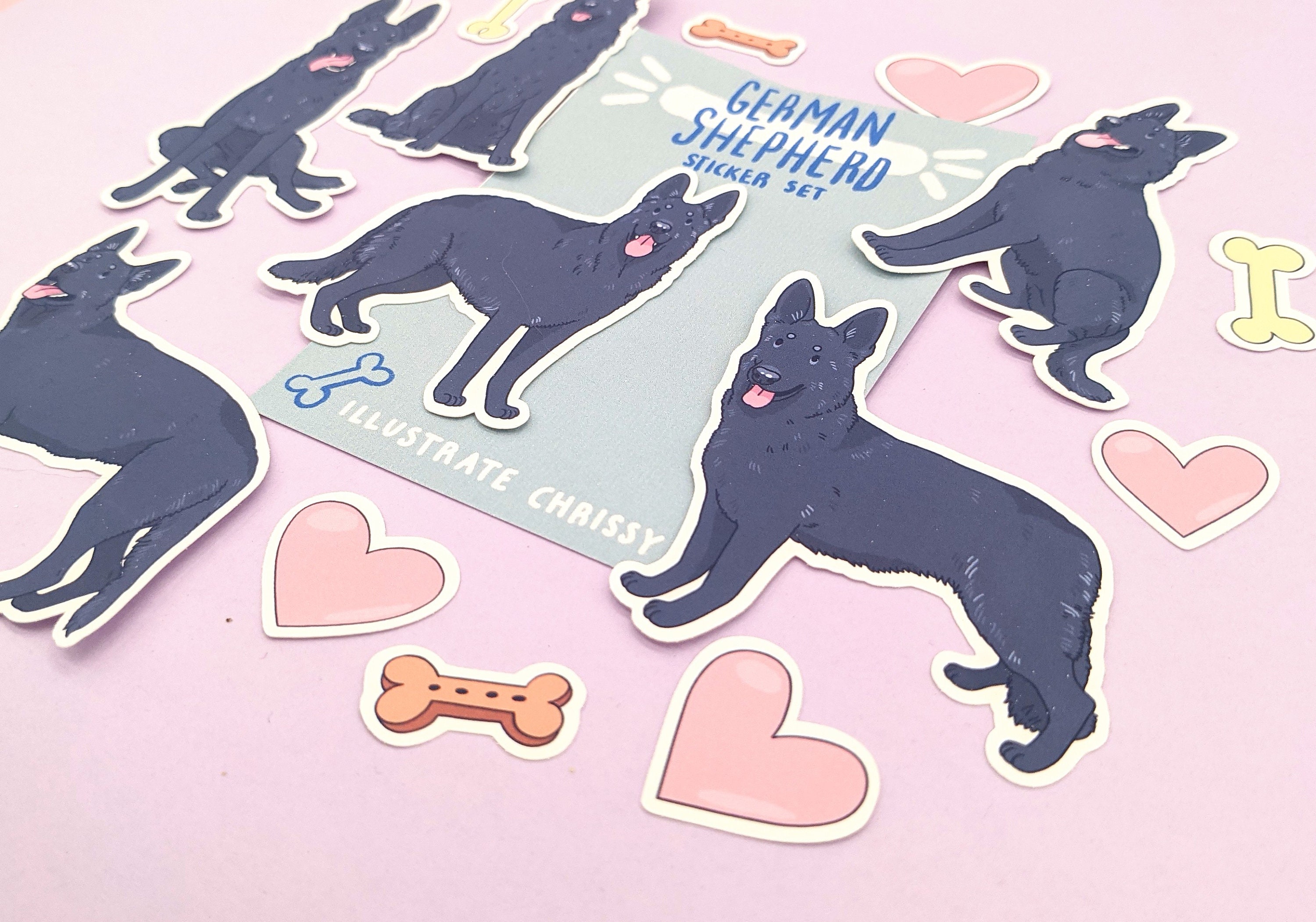 Black German Shepherd Dog Sticker Set Dog Stickers GSD | Etsy