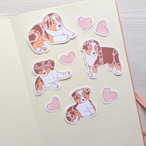 Cute Stickers - Puppy Stickers - Aussie Puppy Sticker Set - Red Merle ...