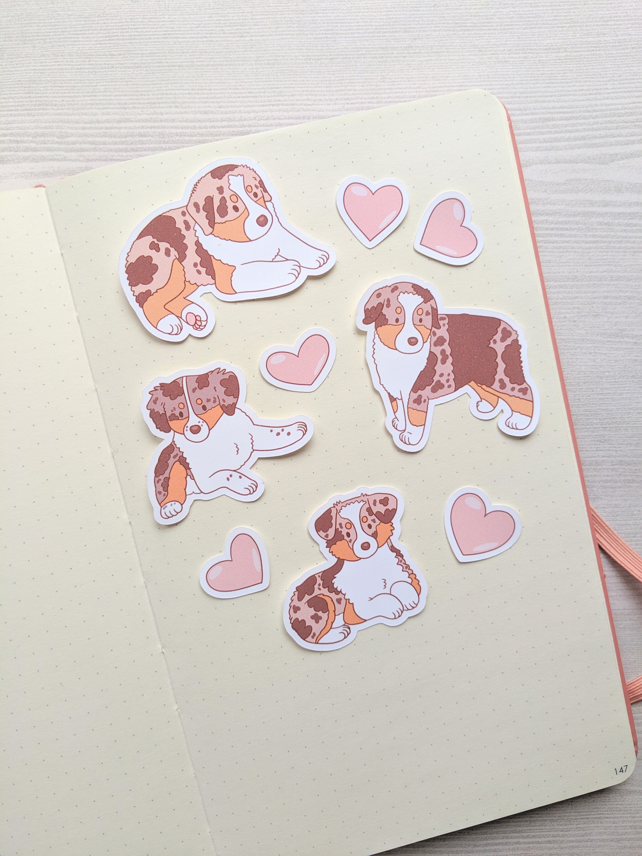 Cute Stickers - Puppy Stickers - Aussie Puppy Sticker Set - Red Merle ...