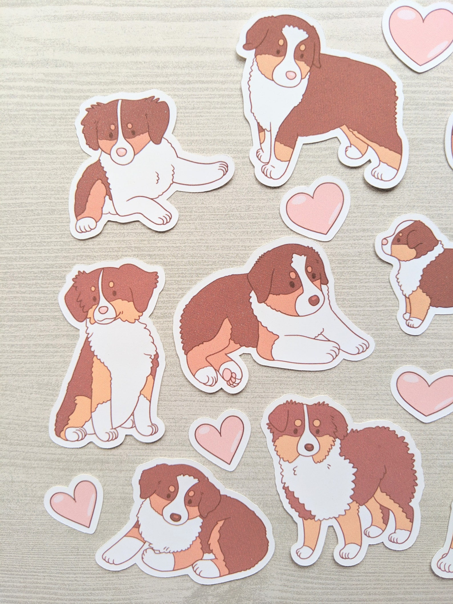 Cute Puppy Stickers - Australian Shepherd Puppy - Red Tri Aussie - Cute ...