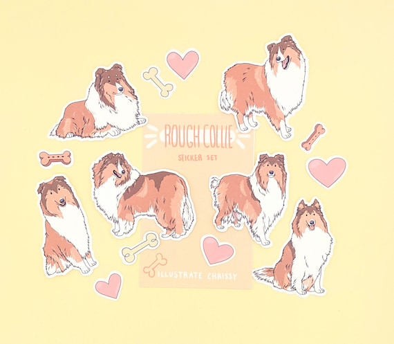 Sable Rough Collie Sticker Set Rough Collie Stickers Dog | Etsy