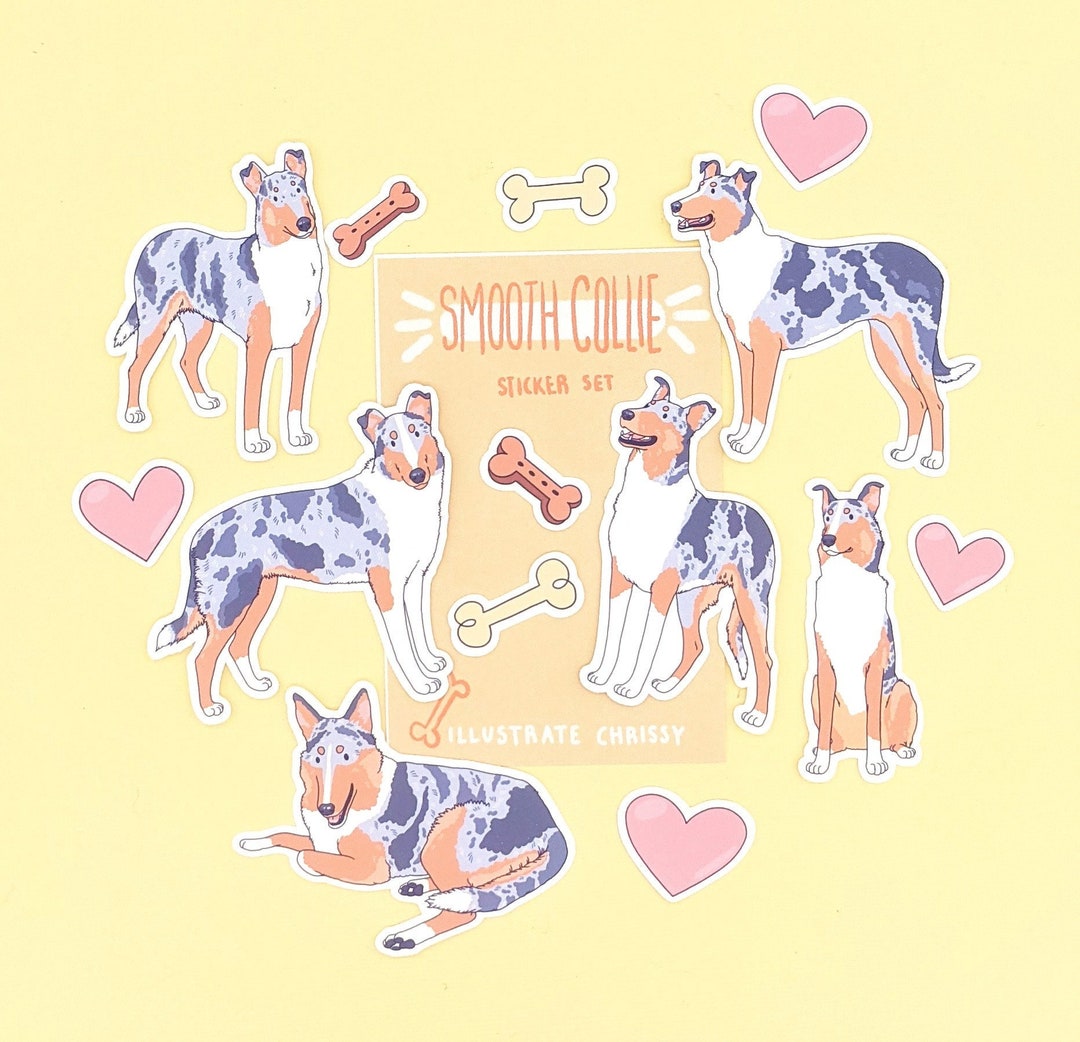 Blue Merle Smooth Collie Sticker Set - Waterproof - Etsy