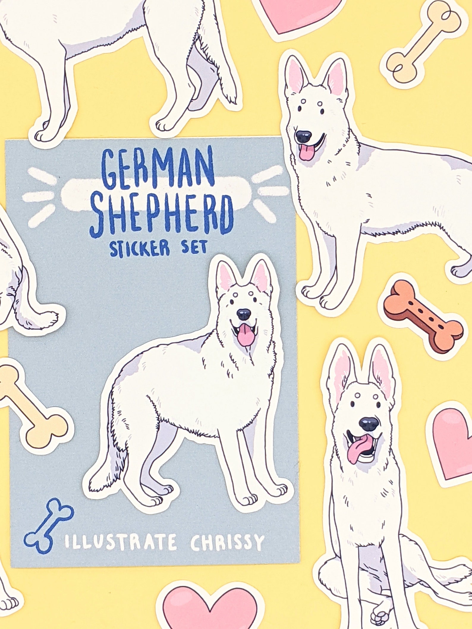 White German Shepherd Dog Sticker Set Dog Stickers GSD | Etsy