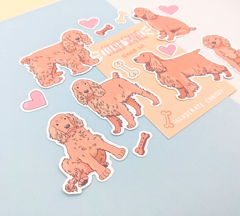 Gold Cocker Spaniel Stickers Cute English Spaniel Stickers - Etsy