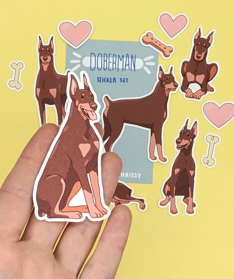 Red Doberman Pinscher Stickers Cute Dog Stickers | Etsy