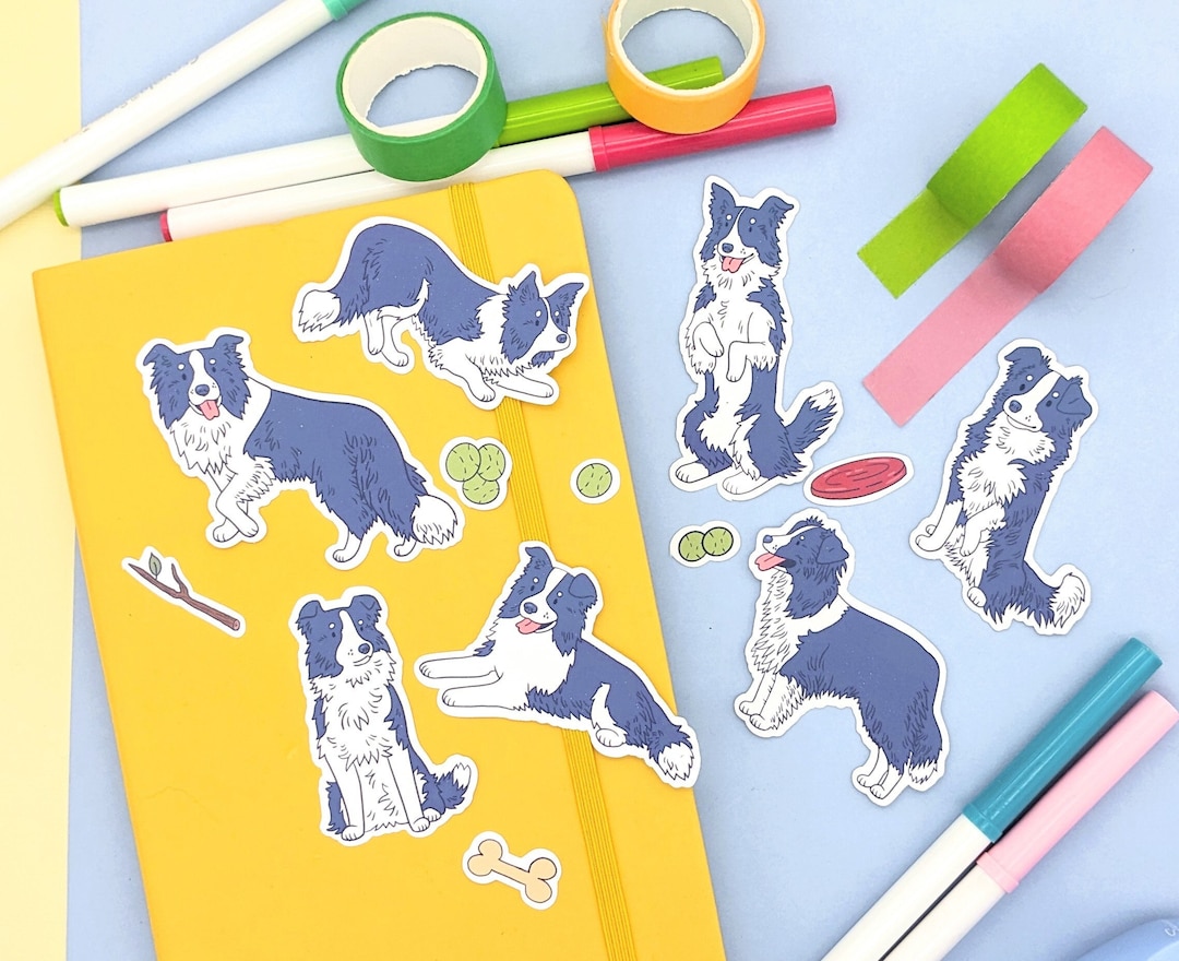 Cute Cartoon Border Collie Sticker Set - Etsy