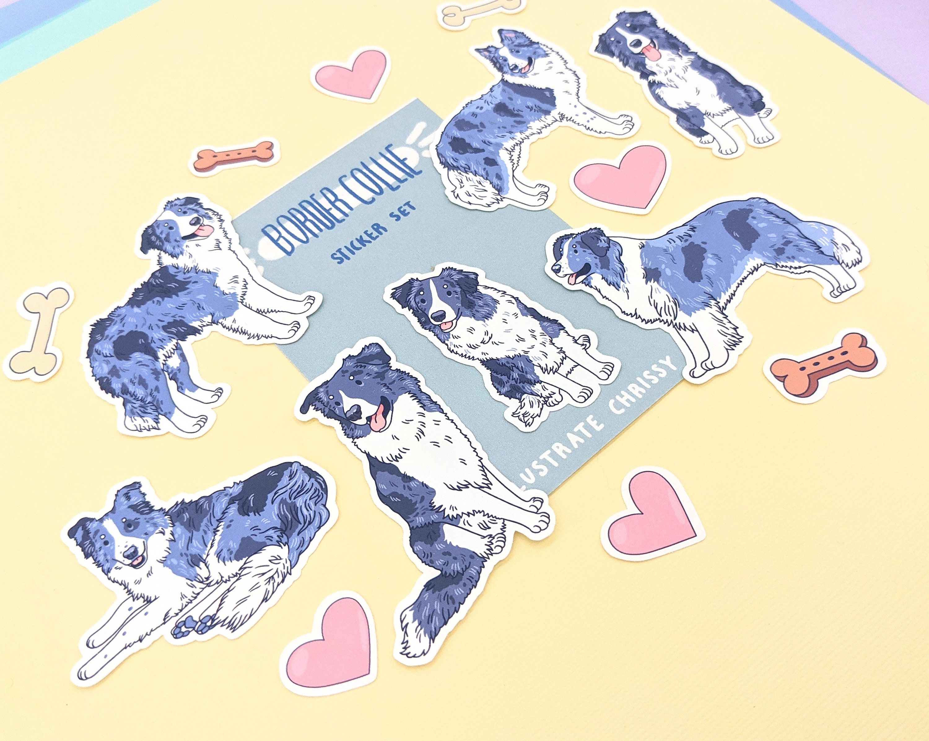 Blue Merle Border Collie Sticker Set - Cute Dog Sticker Pack - Etsy