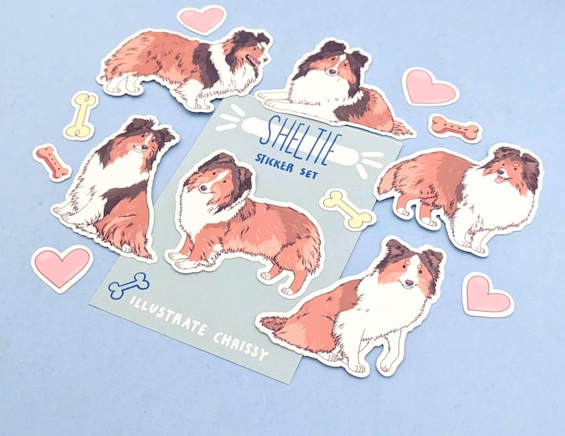 Sable and White Shetland Sheepdog Stickers - Sheltie Sticker Set - Etsy