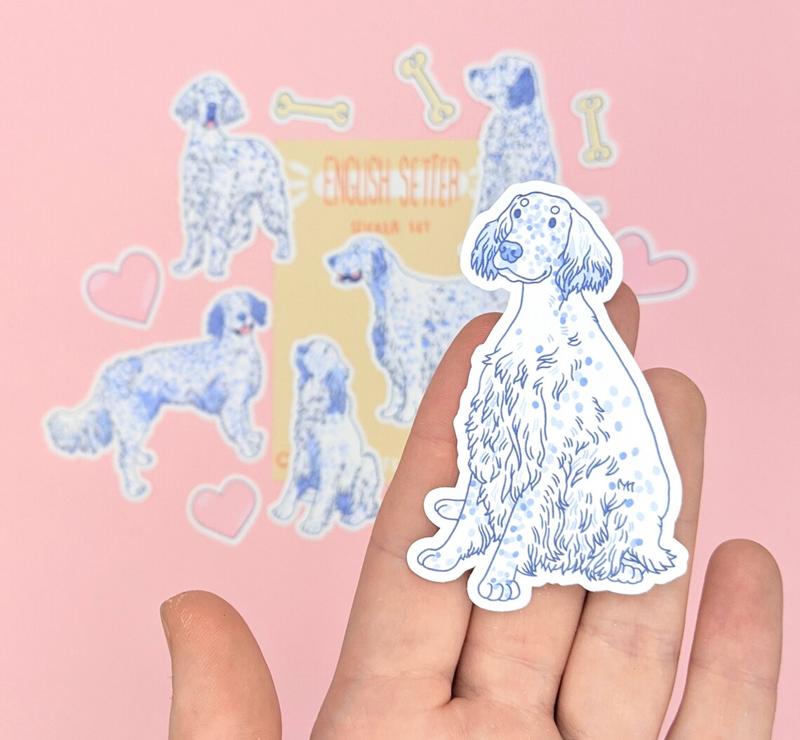 English Setter Stickers Blue Belton Setter Sticker Set | Etsy