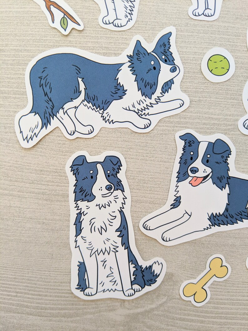 Cute Cartoon Border Collie Sticker Set Dog Sticker Pack | Etsy