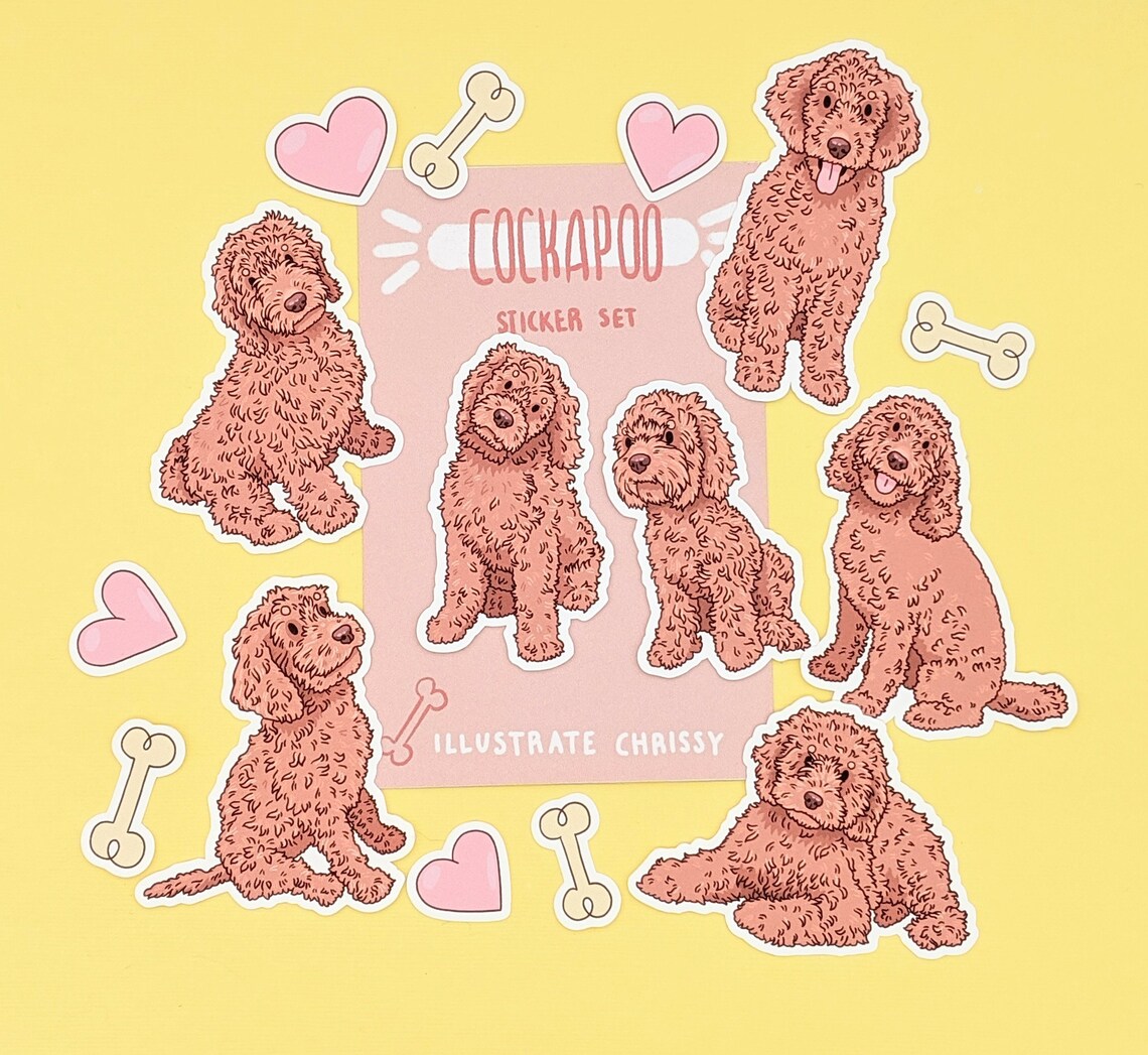 Apricot Cockapoo Stickers Cute Dog Stickers Cocker Spaniel - Etsy