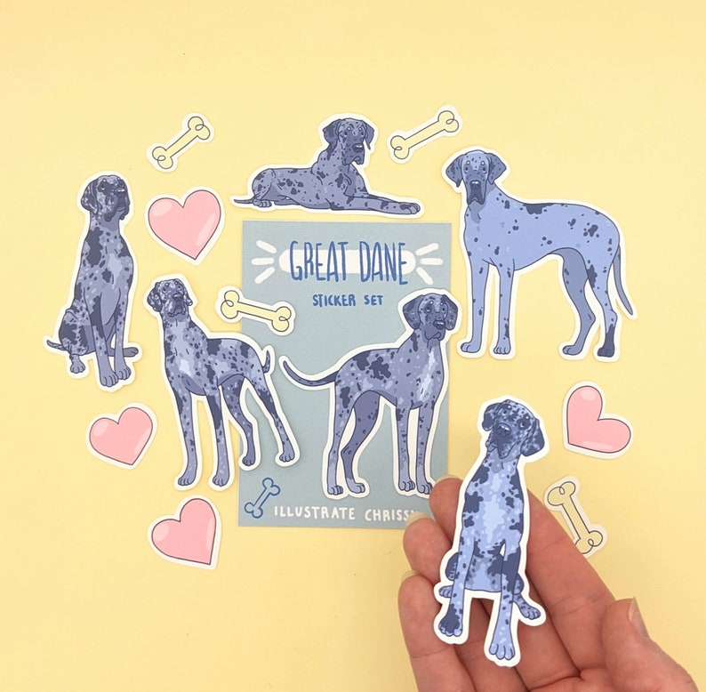 Blue Merle Great Dane Stickers Cartoon Dog Sticker Set Dog - Etsy