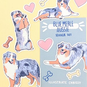 Blue Merle Aussie Sticker - Australian Shepherd Dog Stickers - Etsy