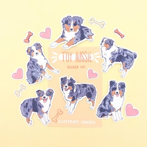 Toy Australian Shepherd Stickers - Blue Merle - Miniature Australian ...