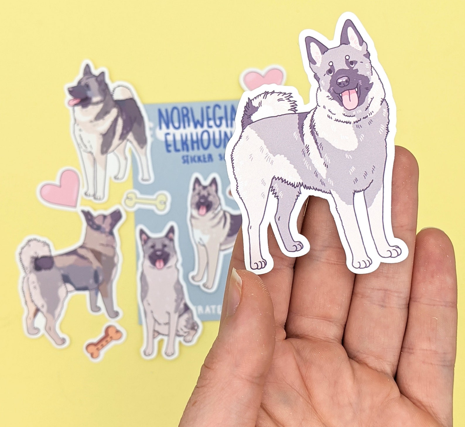 Norwegian Elkhound Stickers - Cute Dog Sticker - Dog Sticker Set - Etsy
