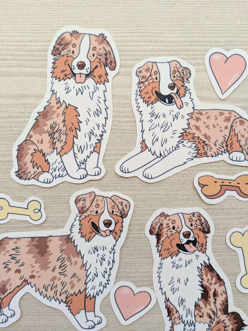 Cute Dog Stickers Aussie Stickers Red Merle Aussie Sticker - Etsy Hong Kong