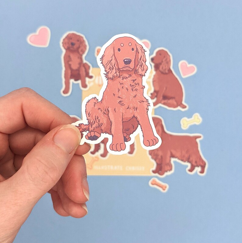 Red Cocker Spaniel Stickers Cute English Spaniel Stickers | Etsy