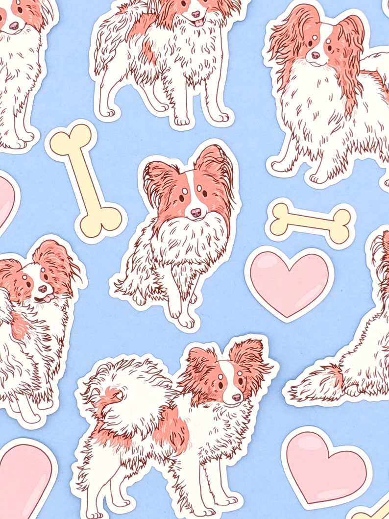 Cute Papillon Stickers Cute Dog Stickers Sticker Set | Etsy