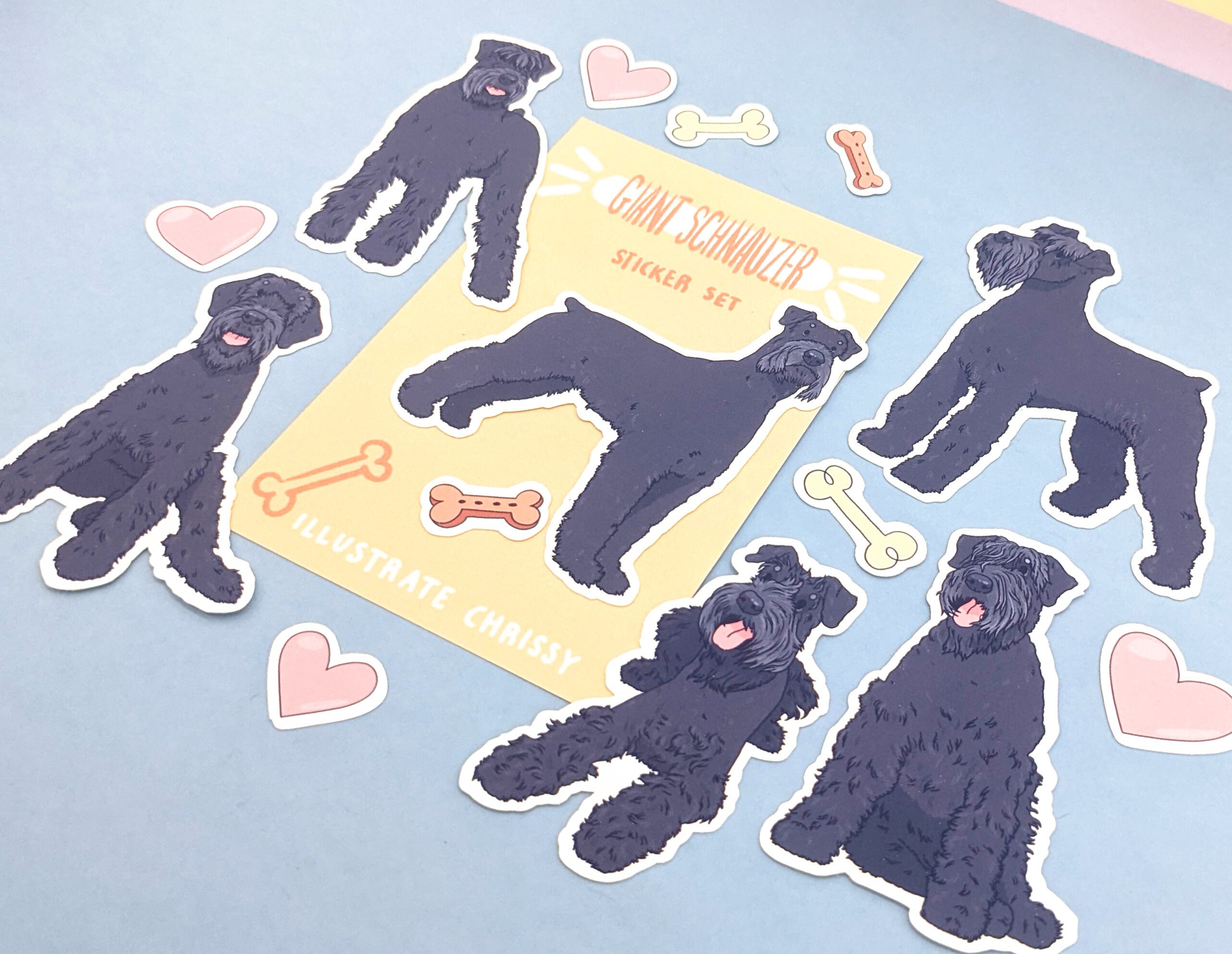 Giant Schnauzer Stickers - Natural Ear - Cute Dog Stickers - Cartoon ...