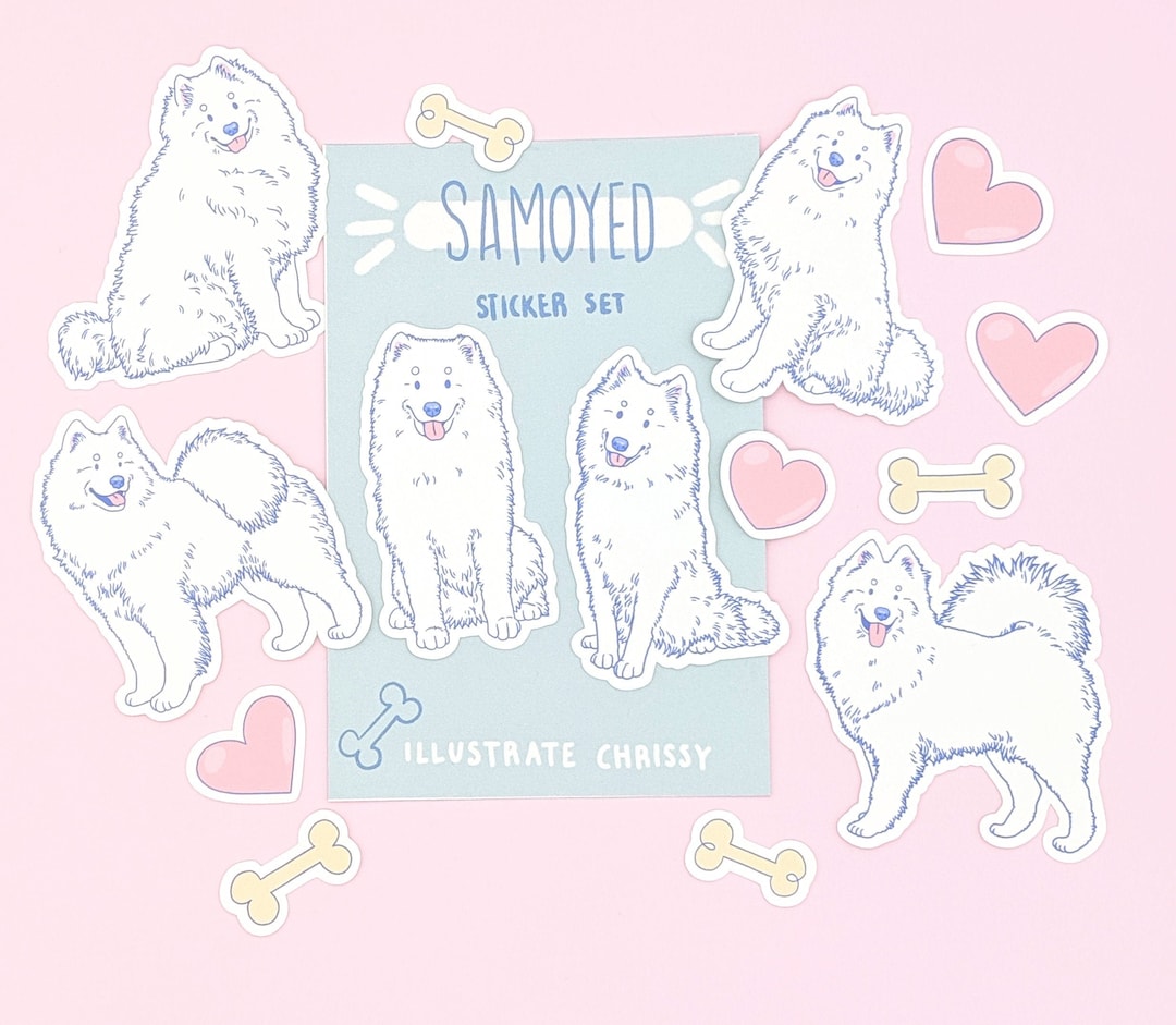 Samoyed Stickers - Cute Dog Stickers - Cartoon Dog Stickers - Cute ...