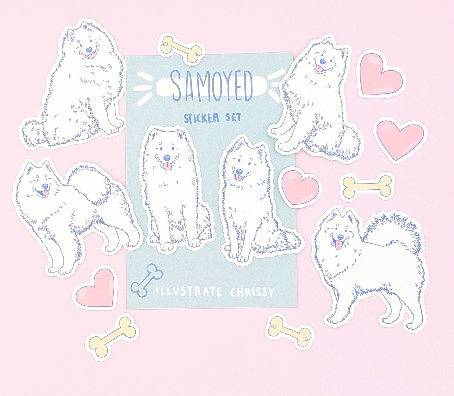 Samoyed Stickers Cute Dog Stickers Cartoon Dog Stickers | Etsy