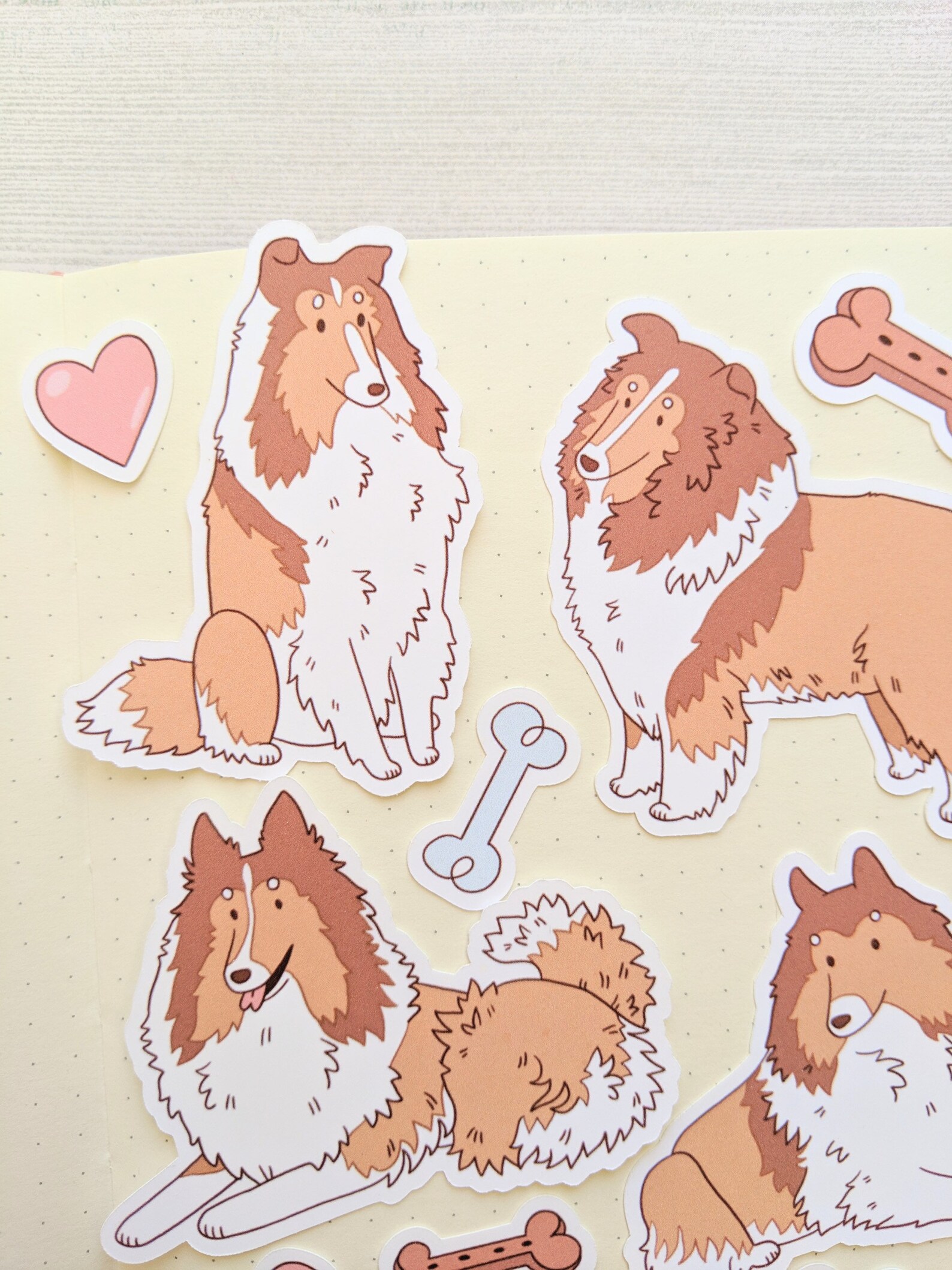 Cute Collie Sticker Set Rough Collie Stickers Cartoon Dog - Etsy