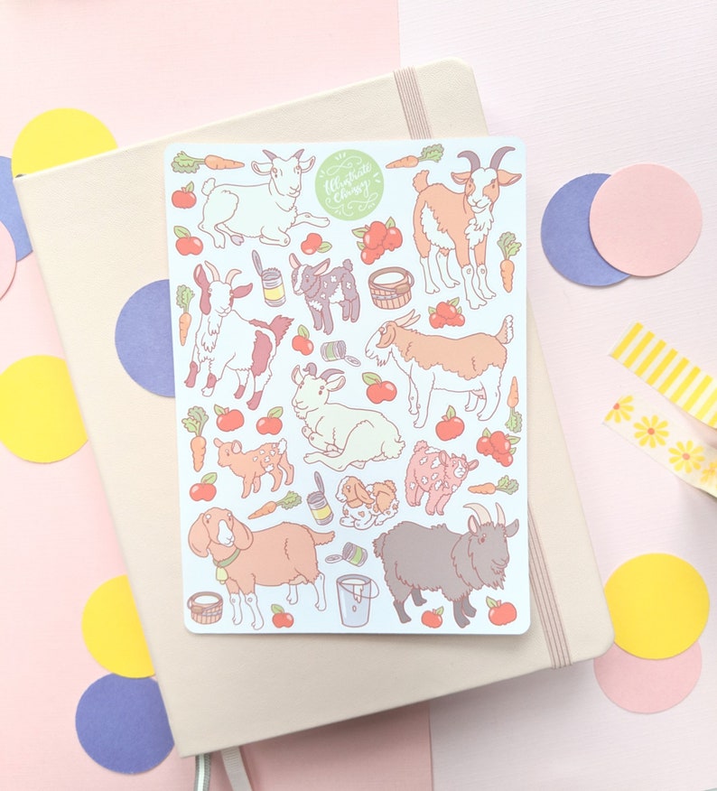 Cute Goat Stickers - Farm Stickers - Cute Sticker Sheet - Baby Goats ...