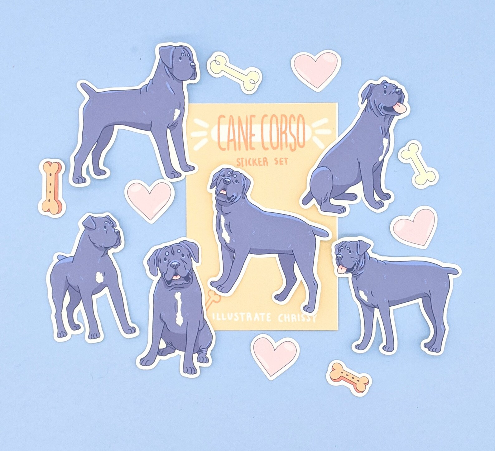 Blue Cane Corso Stickers - Gray Natural Ear Cane Corso Dog - Cute Dog ...