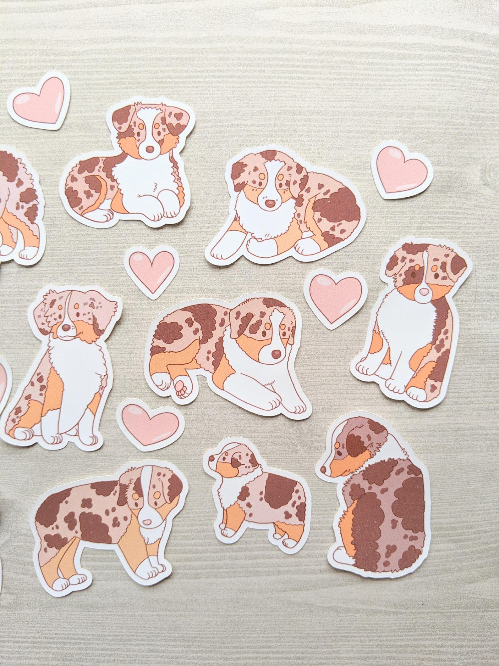 Cute Stickers - Puppy Stickers - Aussie Puppy Sticker Set - Red Merle ...