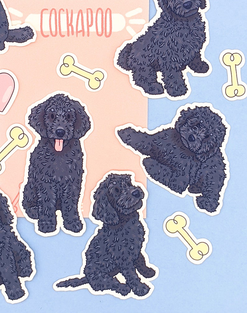 Black Cockapoo Stickers Cute Cockapoo Gift Dog Sticker Set - Etsy