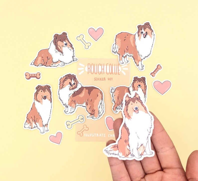 Sable Rough Collie Sticker Set Rough Collie Stickers Dog | Etsy
