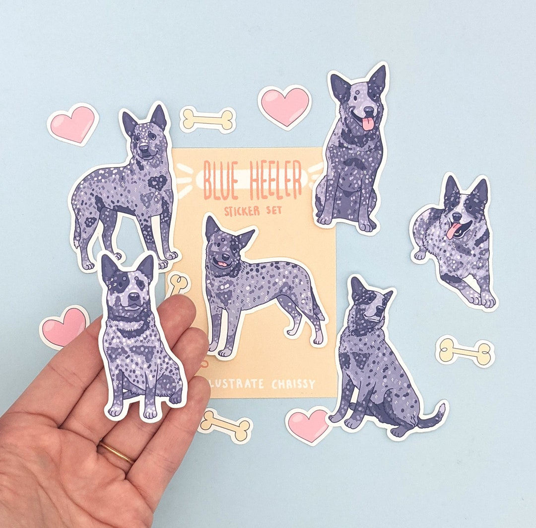 Dark Blue Heeler Stickers - Australian Cattle Dog Sticker Set ...