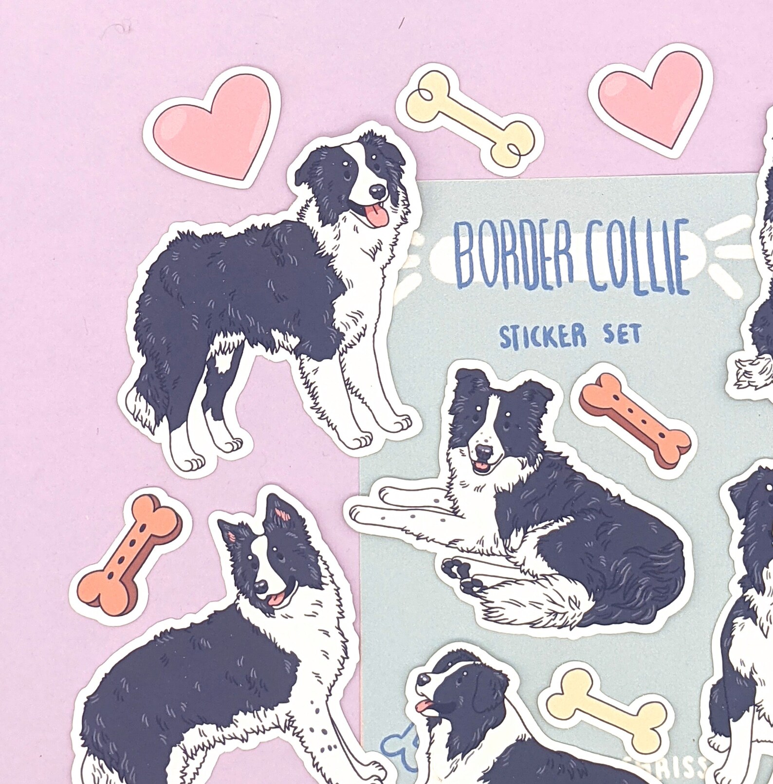 Black and White Border Collie Sticker Set Cute Dog Sticker | Etsy