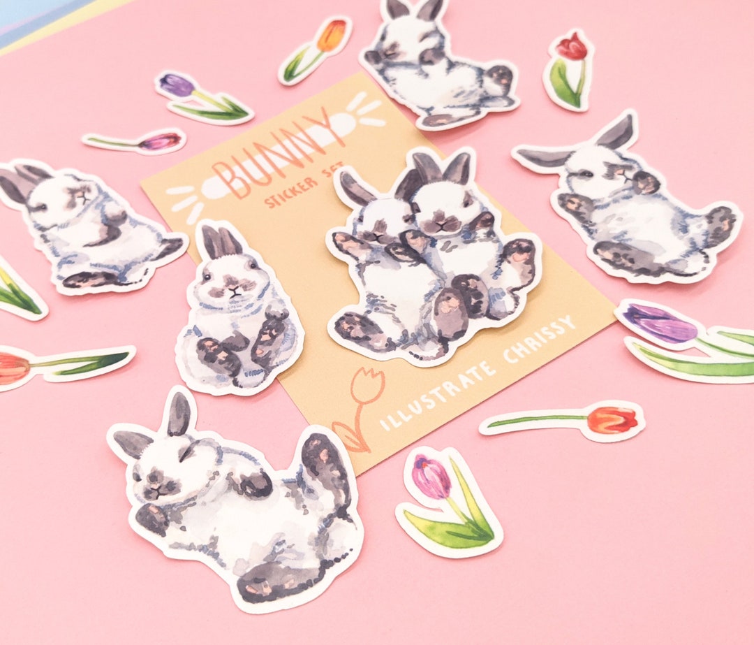 Bunny Sticker Set - Spring Stickers - Cute Stickers - Easter - Tulip - Etsy