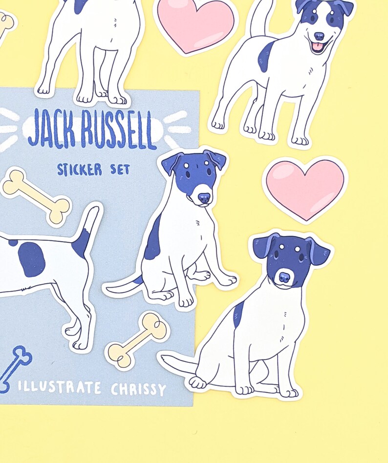 Black and White Smooth Jack Russell Terrier Stickers - Cute Dog ...