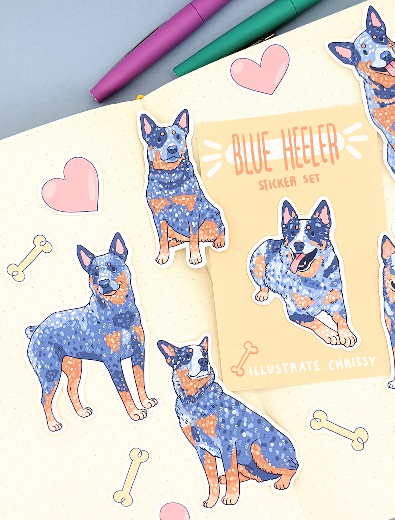 Blue Heeler Stickers Docked Tail Australian Cattle Dog | Etsy