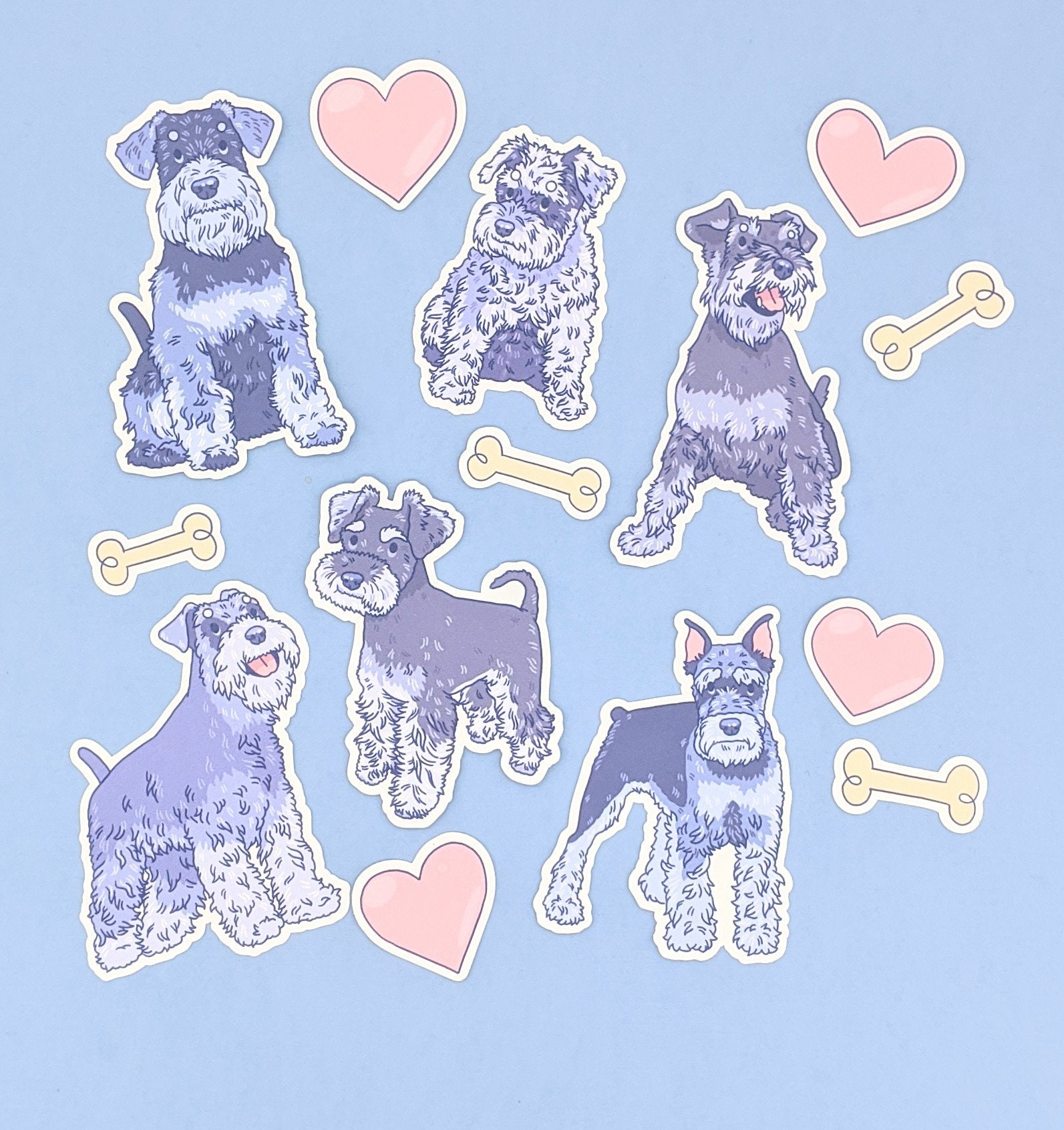 Miniature Schnauzer Stickers - Cute Dog Stickers - Cartoon Sticker Set ...