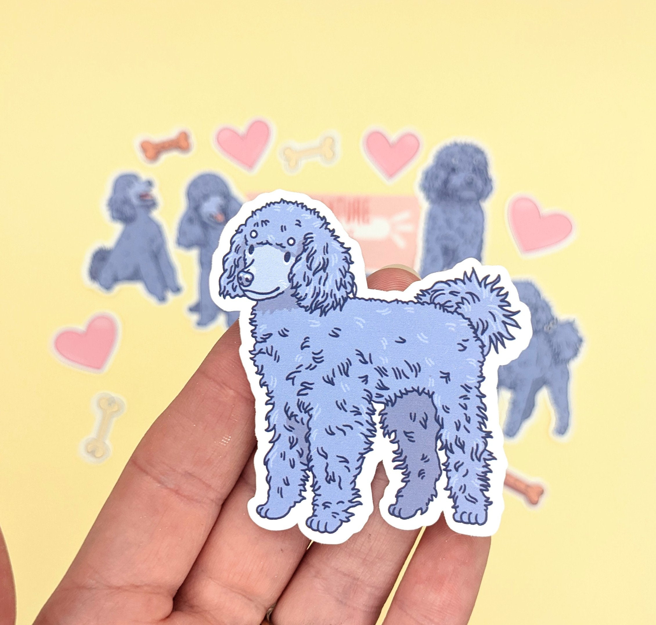 Miniature Poodle Stickers - Cute Dog Sticker Set - Gray Silver Mini ...