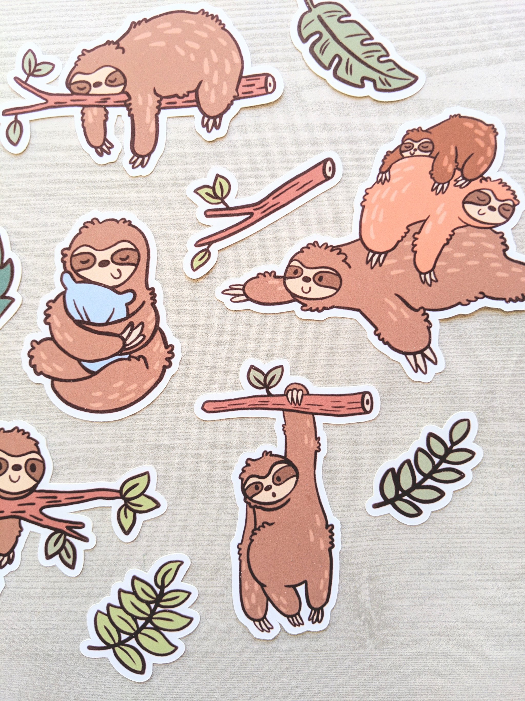 Sloth Stickers Cute Sloth Sticker Set Sticker Pack Cute | Etsy