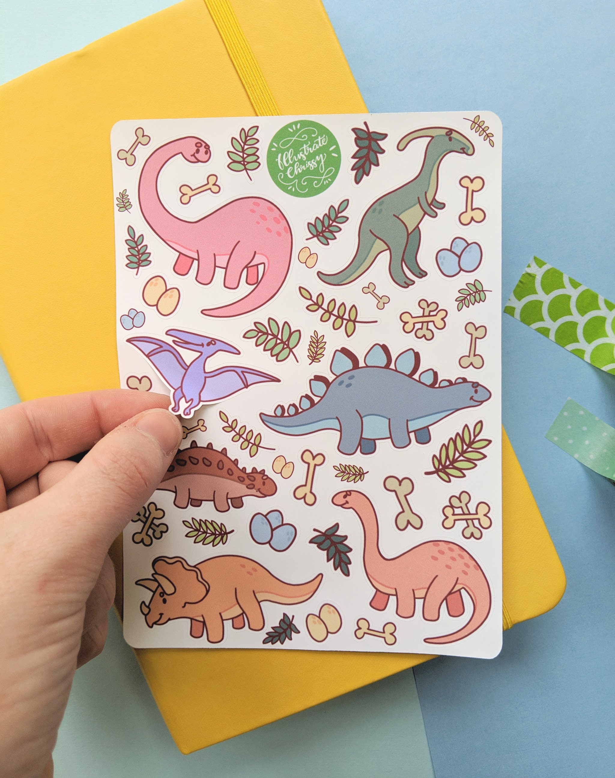 Dino Stickers - Dinosaur Sticker Sheet - Cute Dino Sticker - Dinosaur ...