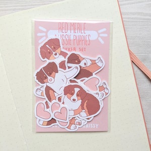 Cute Puppy Stickers - Australian Shepherd Puppy - Red Tri Aussie - Cute ...