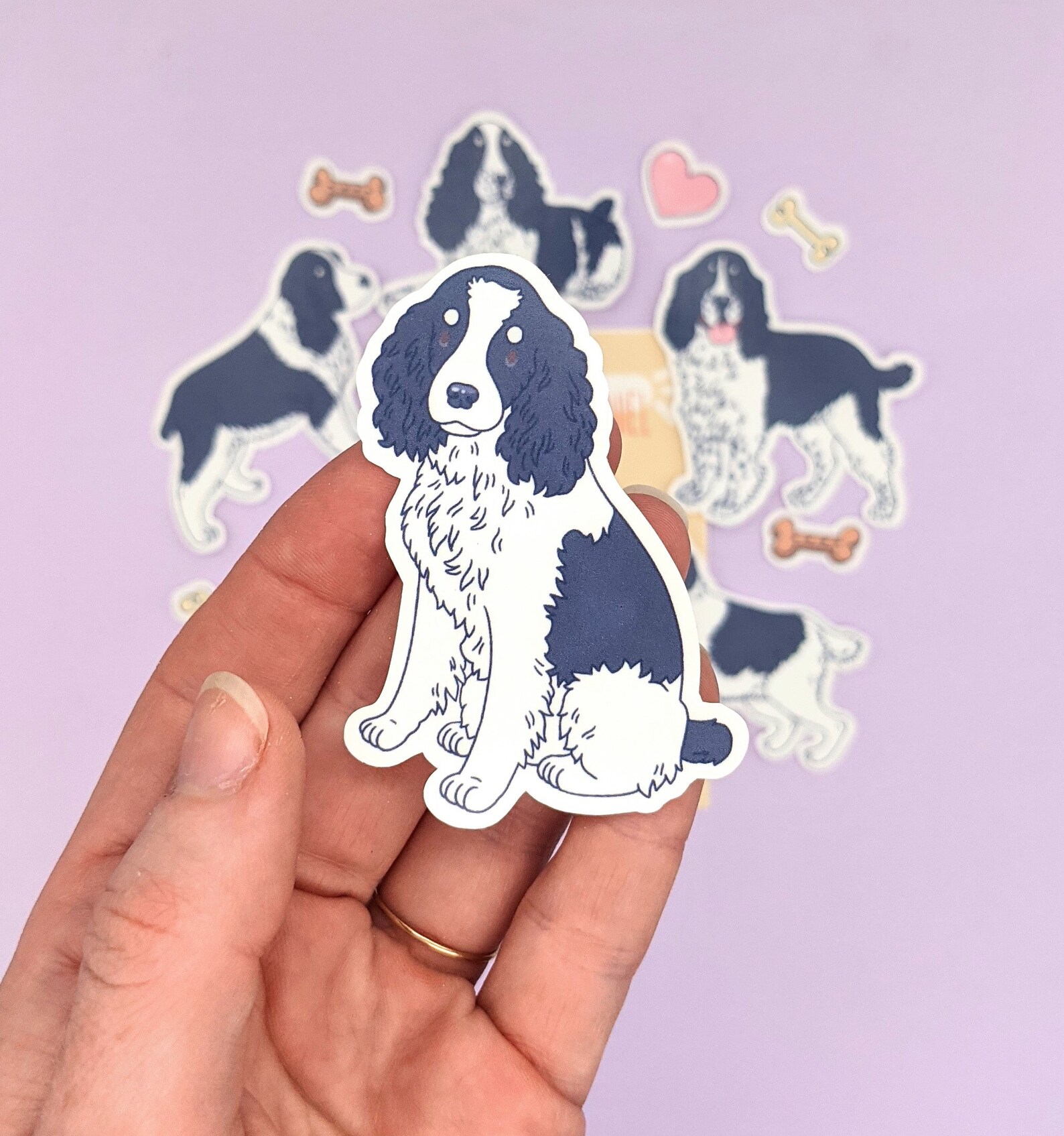 Cute Black and White English Springer Spaniel Sticker Set | Etsy