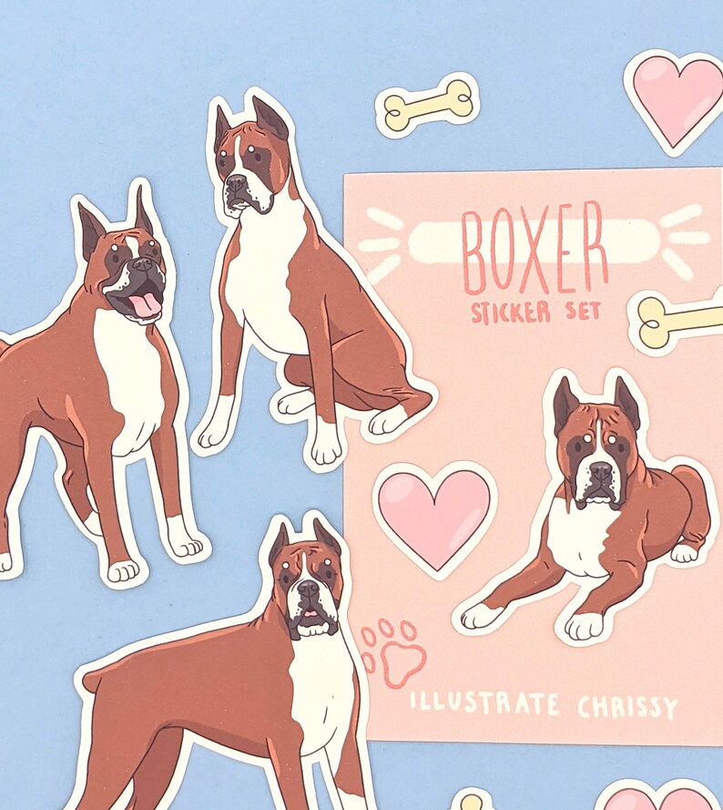 Boxer Stickers Cropped Ear Boxer Dog Gift Dog Lover Gift | Etsy