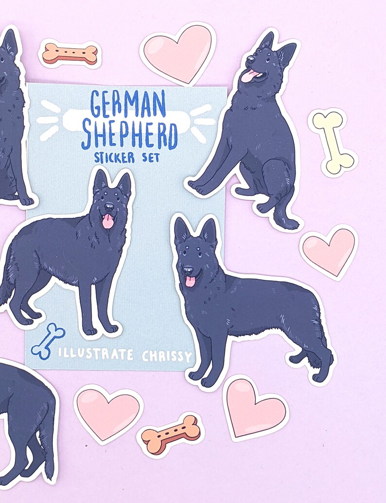 Black German Shepherd Dog Sticker Set Dog Stickers GSD | Etsy