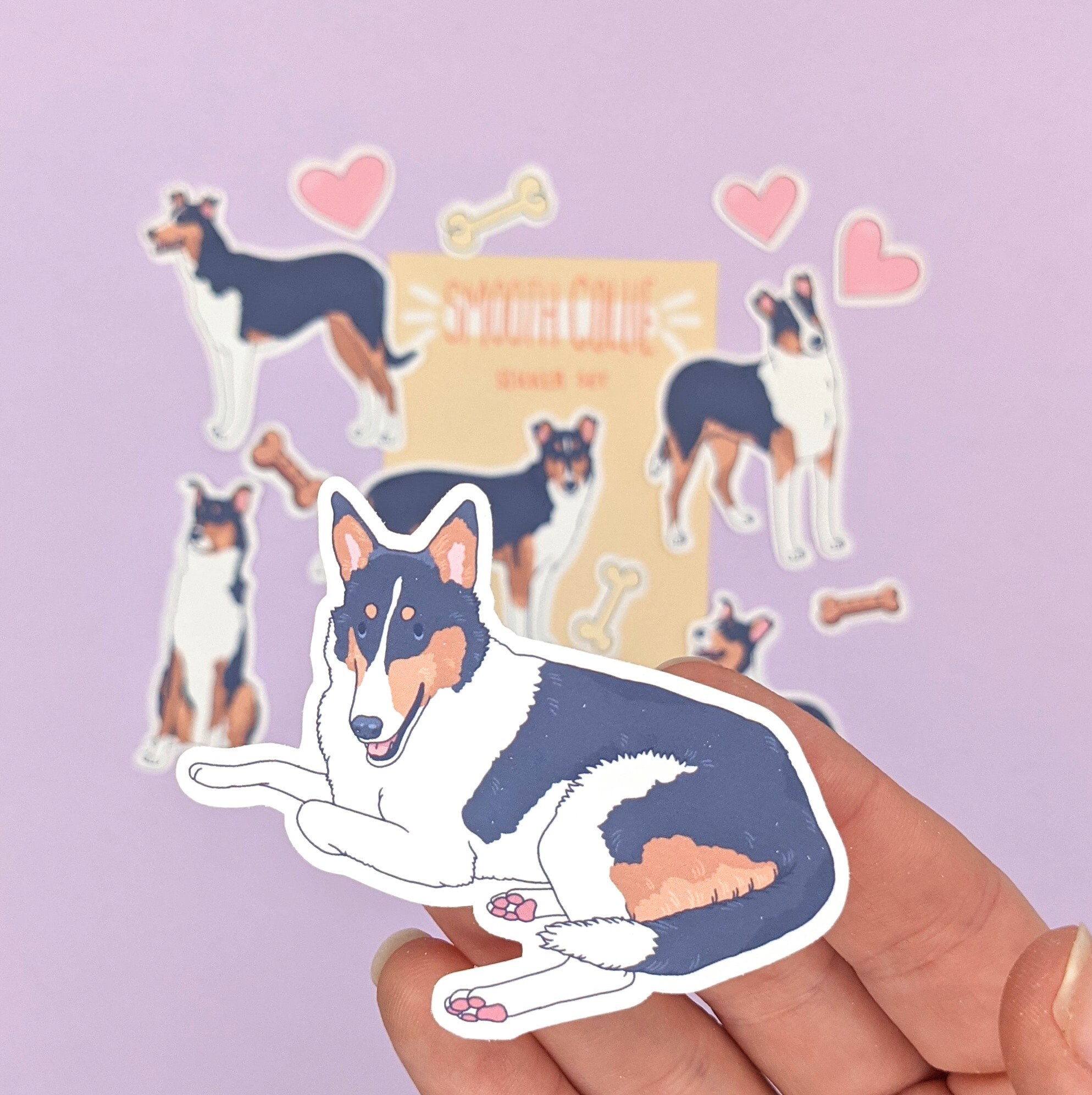 Tricolor Collie Sticker Set Smooth Collie Stickers Dog | Etsy