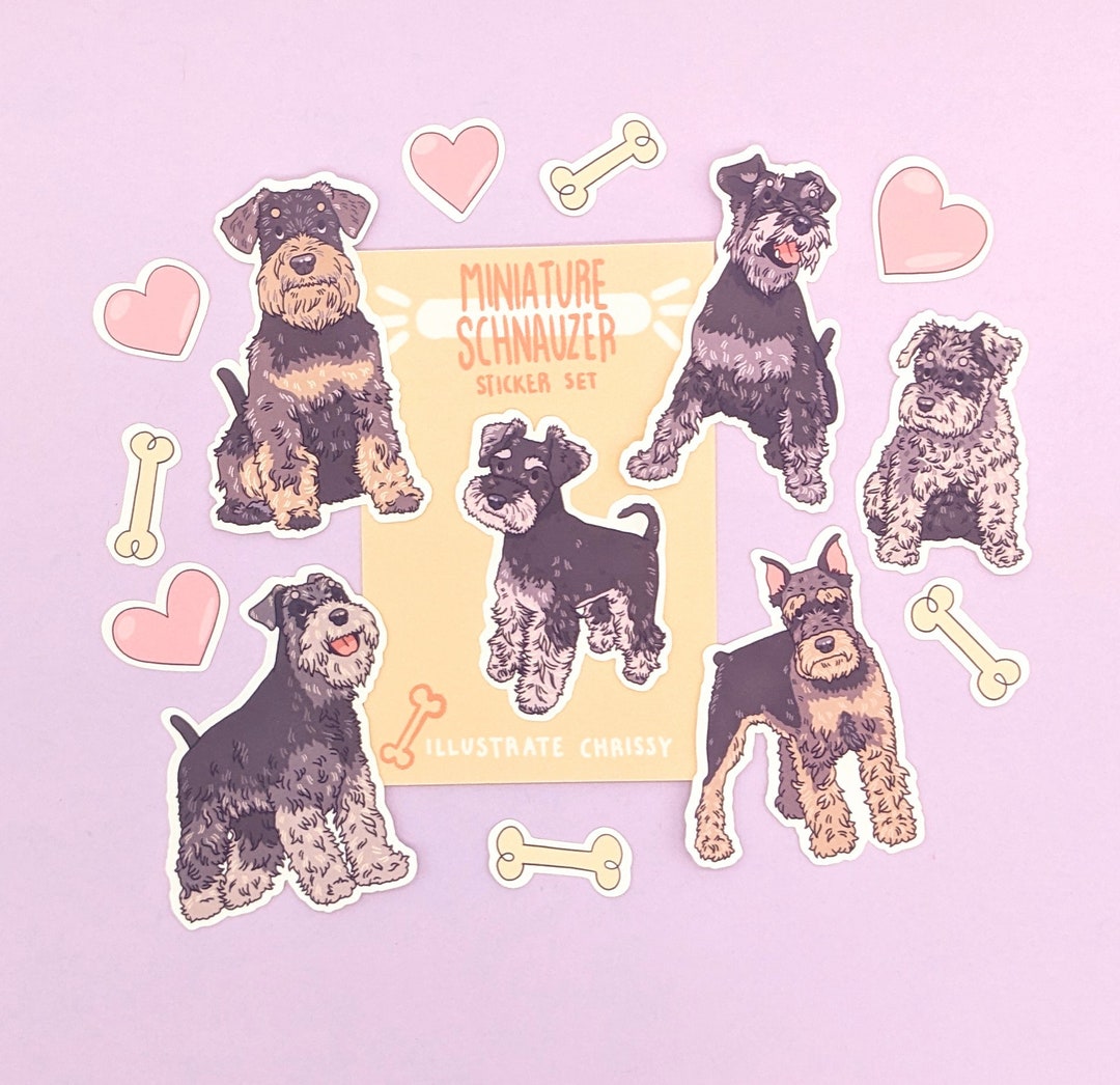 Brown Miniature Schnauzer Stickers - Cute Dog Stickers - Cartoon ...