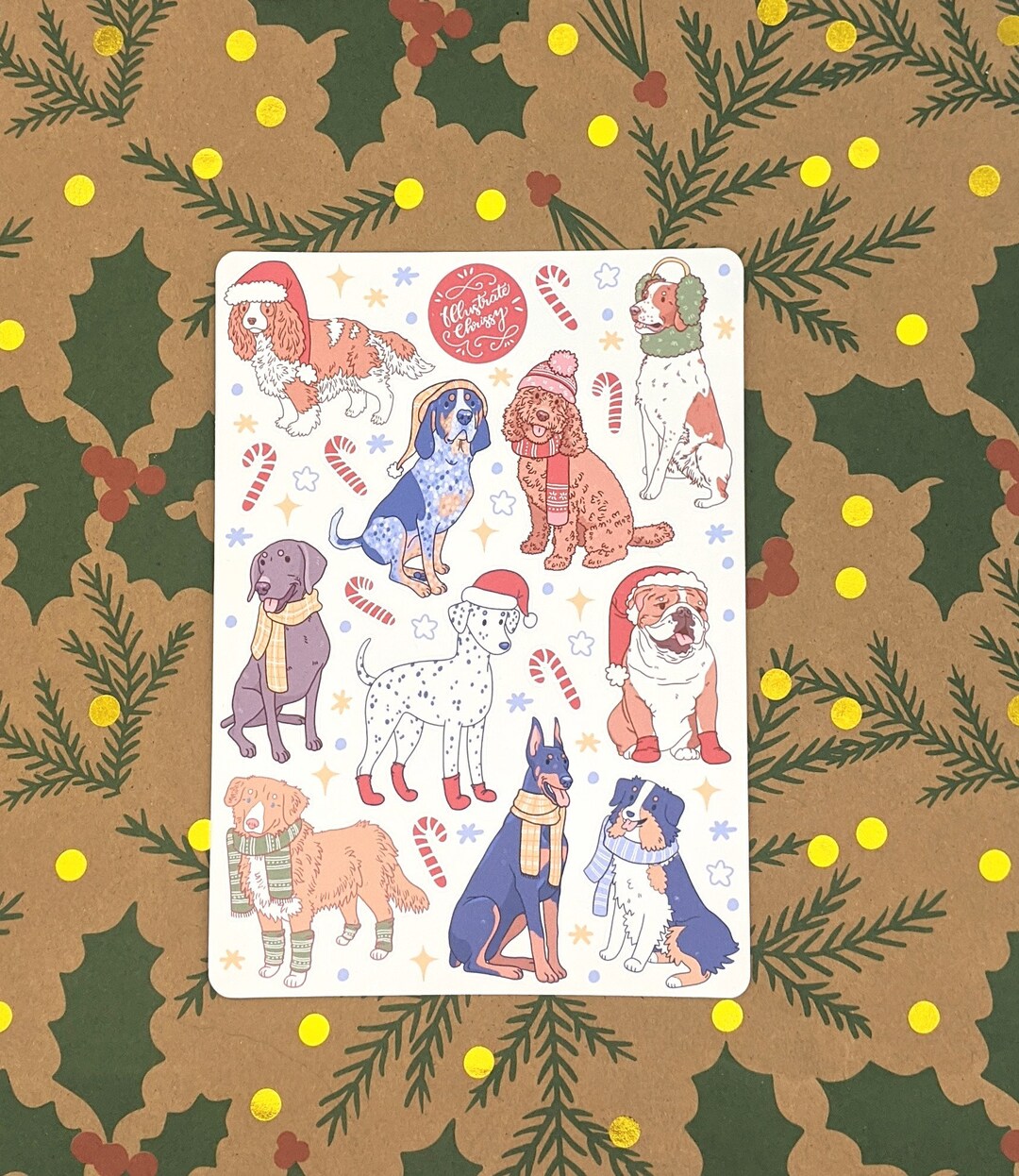 Snow Dogs Sticker Sheet - Winter Time Dogs - Dogs in Scarves - Cartoon ...