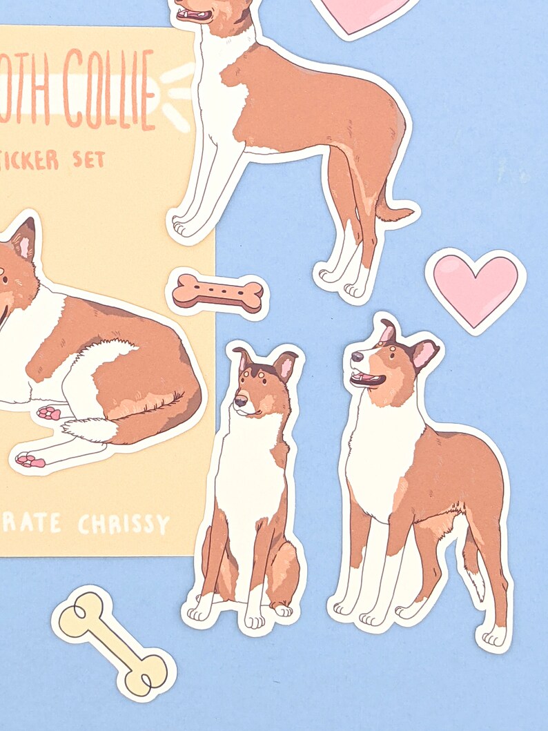 Sable Collie Sticker Set - Smooth Collie Stickers - Dog Stickers - Etsy