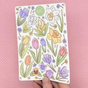 Spring Flower Sticker Sheet - Cute Sticker Sheet - Pretty Flower ...